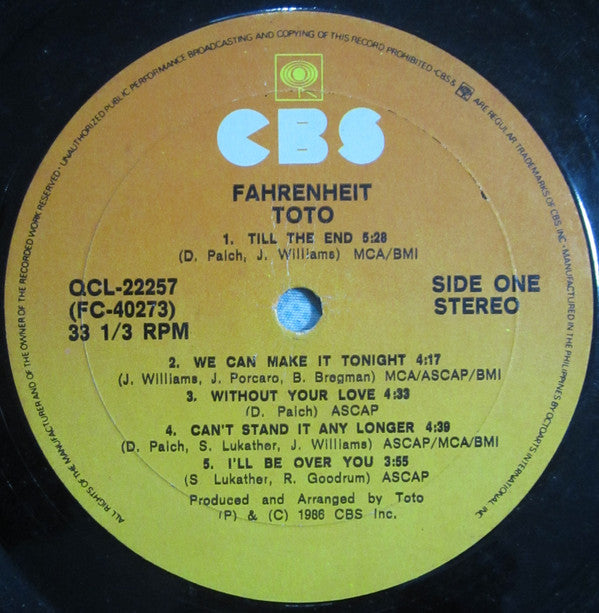 Toto - Fahrenheit (LP, Album, ) – mion.records